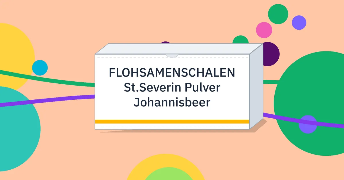 Symbolbild: Packung mit der Aufschrift FLOHSAMENSCHALEN St.Severin Pulver Johannisbeer (PZN 18008367) – Verfügbarkeit und Bezug in Apotheken in Frankfurt am Main