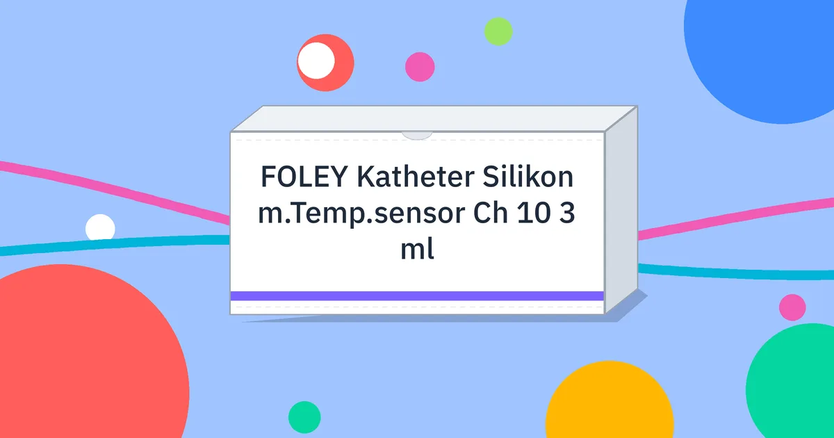 Symbolbild: Packung mit der Aufschrift FOLEY Katheter Silikon m.Temp.sensor Ch 10 3 ml (PZN 05510668) – Verfügbarkeit und Bezug in Apotheken in Frankfurt am Main