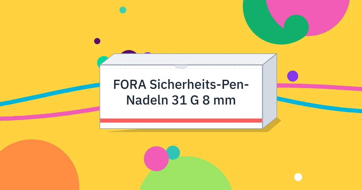 Symbolbild: Packung mit der Aufschrift FORA Sicherheits-Pen-Nadeln 31 G 8 mm (PZN 17826460) – Verfügbarkeit und Bezug in Apotheken in Frankfurt am Main