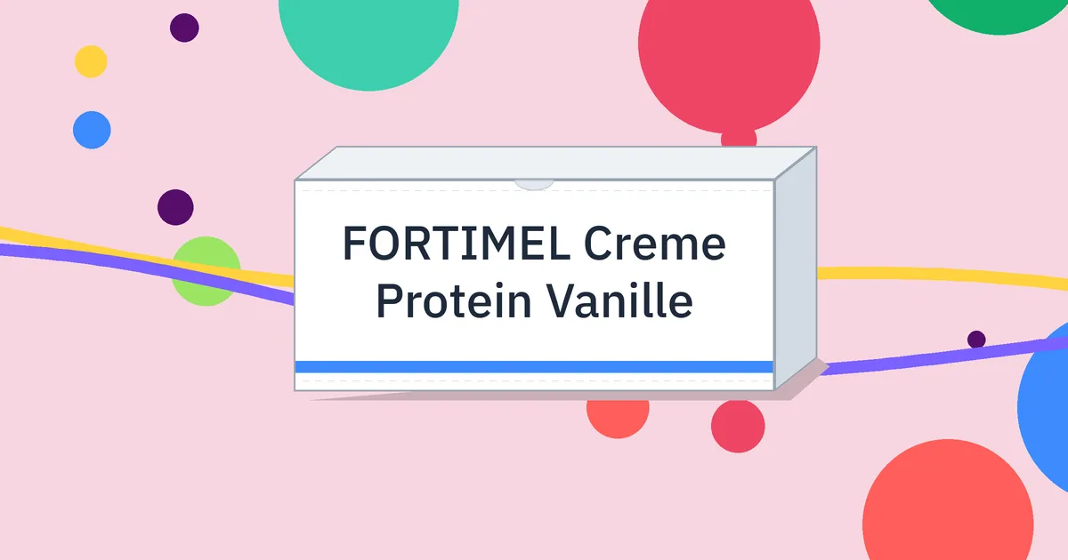 Symbolbild: Packung mit der Aufschrift FORTIMEL Creme Protein Vanille (PZN 19386947) – Verfügbarkeit und Bezug in Apotheken in Frankfurt am Main
