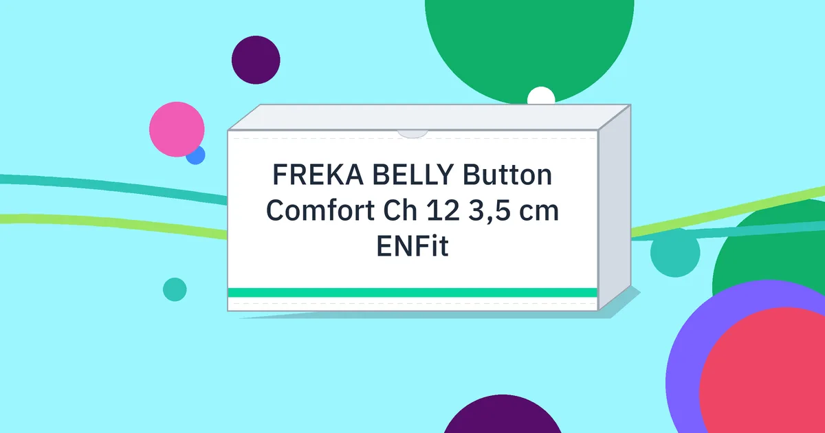 Symbolbild: Packung mit der Aufschrift FREKA BELLY Button Comfort Ch 12 3,5 cm ENFit (PZN 11481907) – Verfügbarkeit und Bezug in Apotheken in Frankfurt am Main