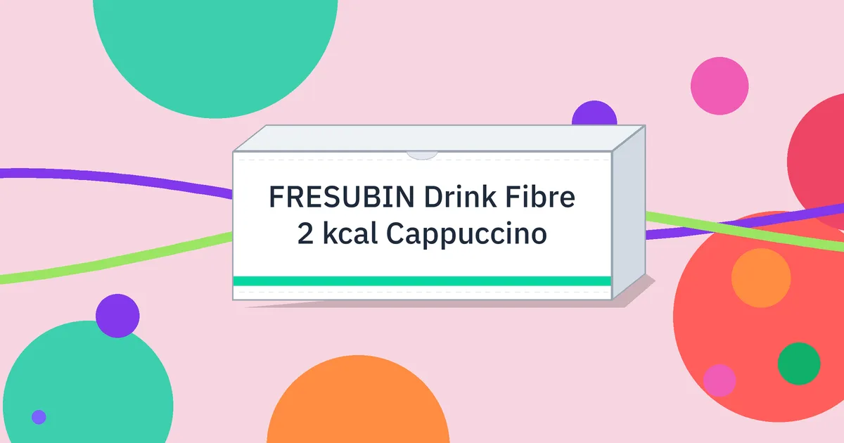 Symbolbild: Packung mit der Aufschrift FRESUBIN Drink Fibre 2 kcal Cappuccino (PZN 11590921) – Verfügbarkeit und Bezug in Apotheken in Frankfurt am Main