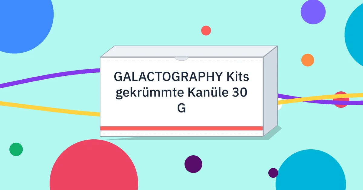 Symbolbild: Packung mit der Aufschrift GALACTOGRAPHY Kits gekrümmte Kanüle 30 G (PZN 04503502) – Verfügbarkeit und Bezug in Apotheken in Frankfurt am Main