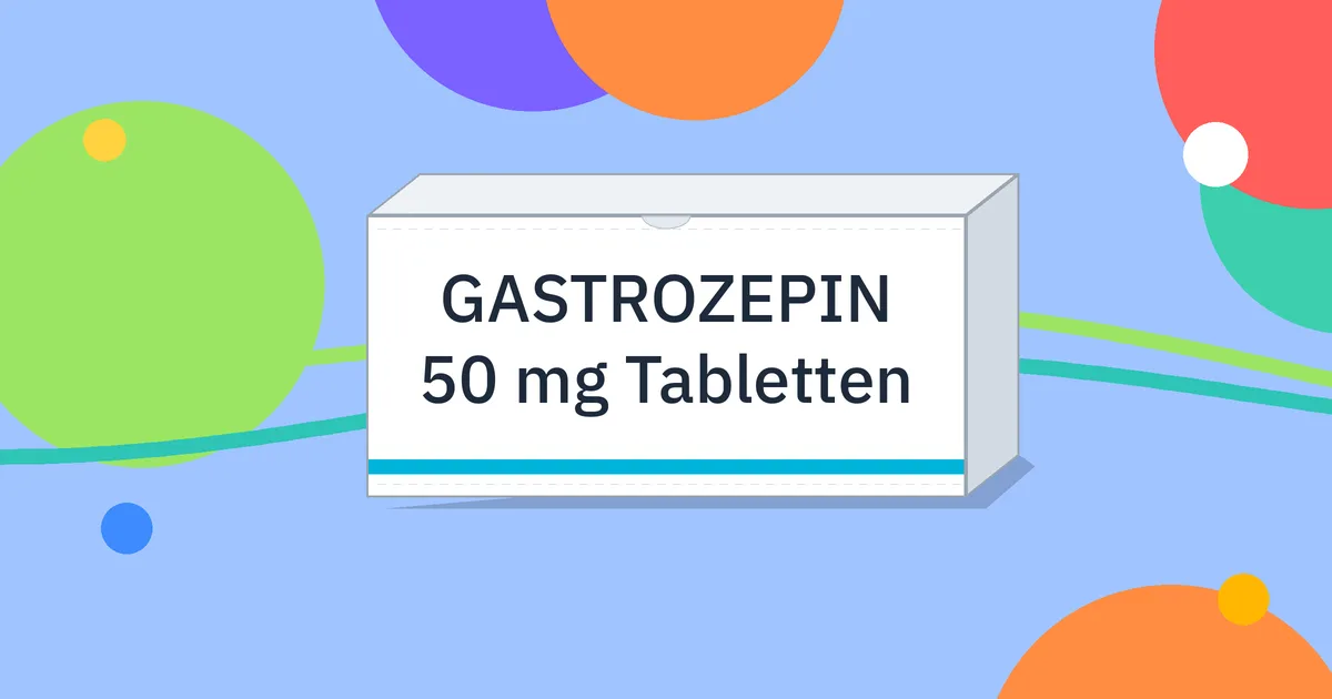 Symbolbild: Packung mit der Aufschrift GASTROZEPIN 50 mg Tabletten (PZN 02414585) – Verfügbarkeit und Bezug in Apotheken in Frankfurt am Main