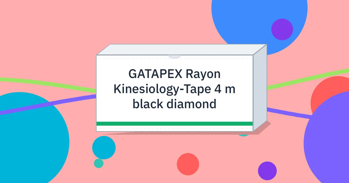 Symbolbild: Packung mit der Aufschrift GATAPEX Rayon Kinesiology-Tape 4 m black diamond (PZN 11539920) – Verfügbarkeit und Bezug in Apotheken in Frankfurt am Main