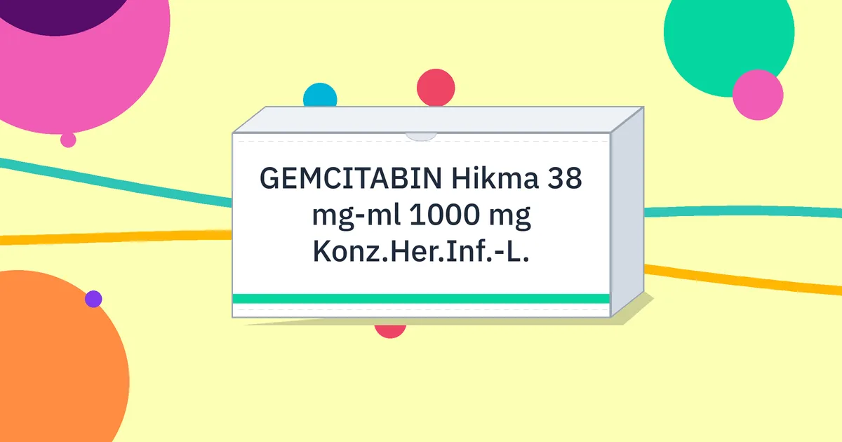 Symbolbild: Packung mit der Aufschrift GEMCITABIN Hikma 38 mg-ml 1000 mg Konz.Her.Inf.-L. (PZN 13913400) – Verfügbarkeit und Bezug in Apotheken in Frankfurt am Main