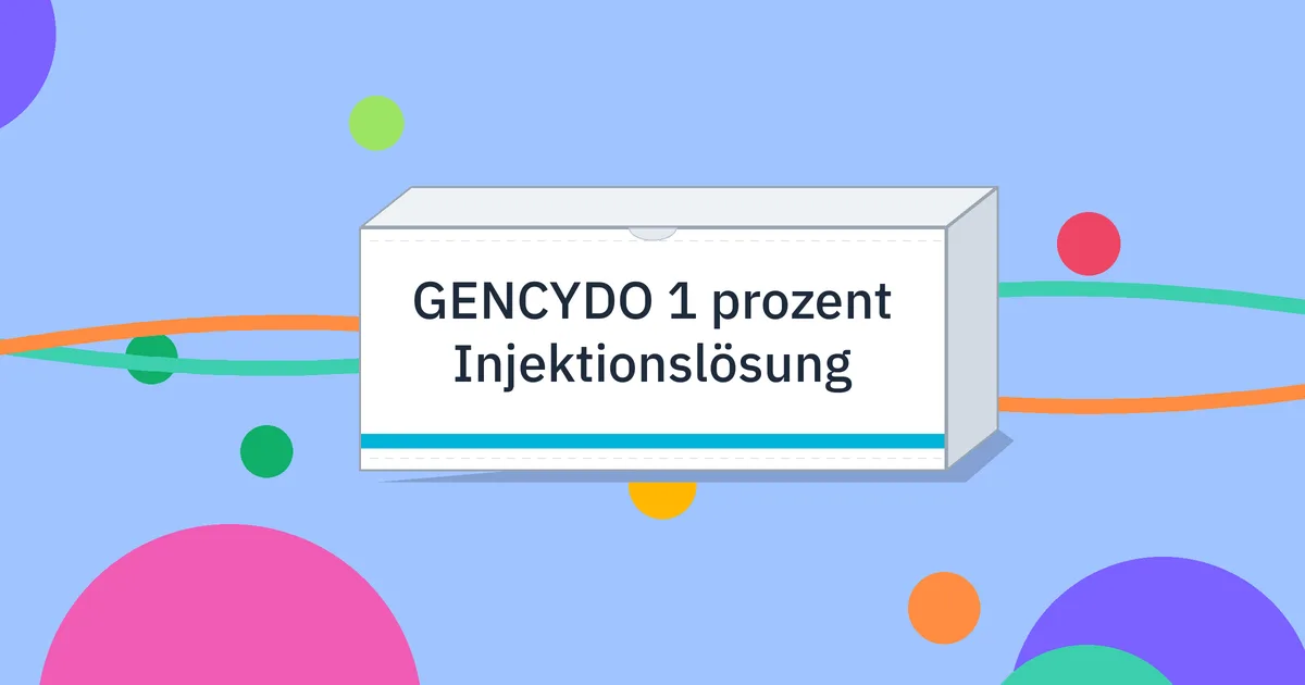 Symbolbild: Packung mit der Aufschrift GENCYDO 1 prozent Injektionslösung (PZN 01622815) – Verfügbarkeit und Bezug in Apotheken in Frankfurt am Main