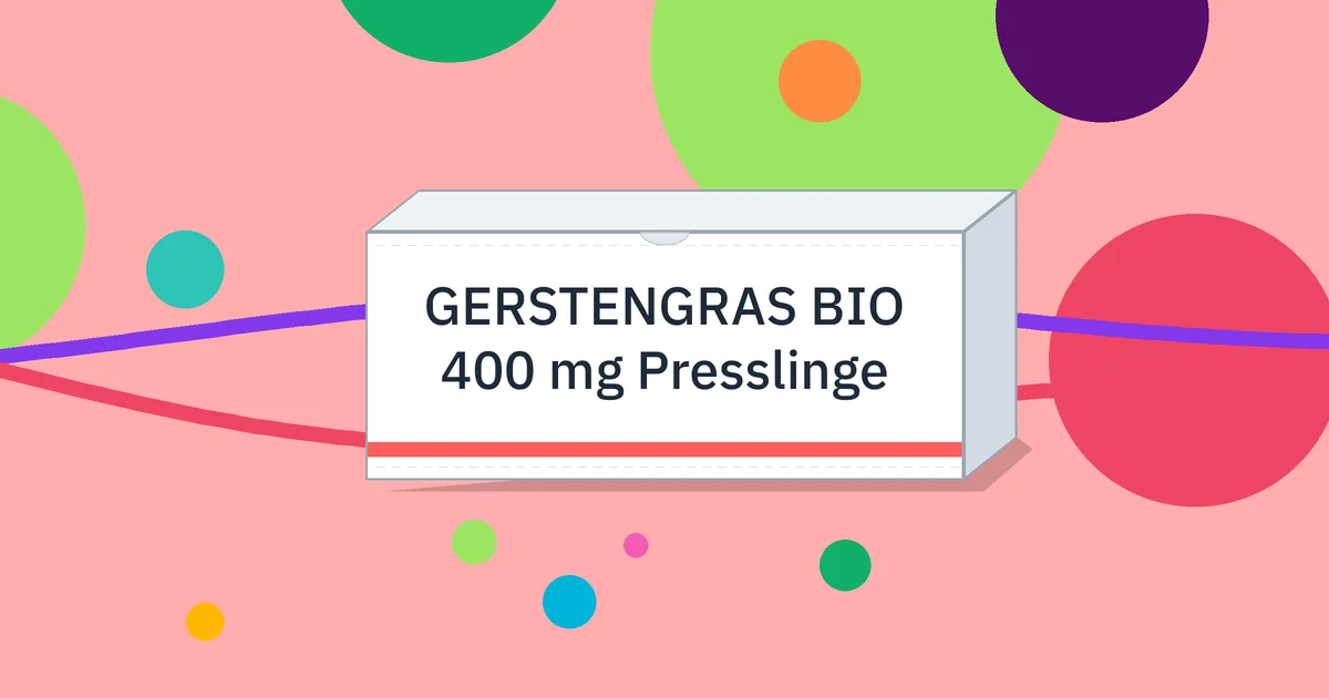 Symbolbild: Packung mit der Aufschrift GERSTENGRAS BIO 400 mg Presslinge (PZN 11564639) – Verfügbarkeit und Bezug in Apotheken in Frankfurt am Main