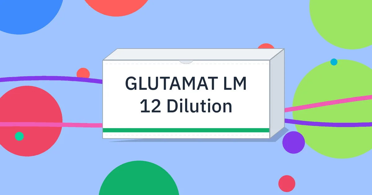 Symbolbild: Packung mit der Aufschrift GLUTAMAT LM 12 Dilution (PZN 12879411) – Verfügbarkeit und Bezug in Apotheken in Frankfurt am Main