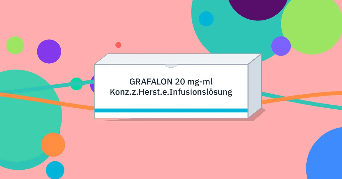 Symbolbild: Packung mit der Aufschrift GRAFALON 20 mg-ml Konz.z.Herst.e.Infusionslösung (PZN 11512453) – Verfügbarkeit und Bezug in Apotheken in Frankfurt am Main