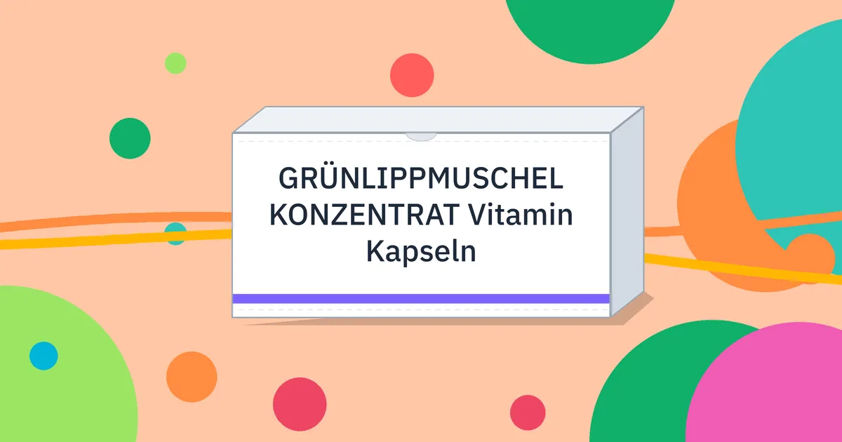 Symbolbild: Packung mit der Aufschrift GRÜNLIPPMUSCHEL KONZENTRAT Vitamin Kapseln (PZN 00844933) – Verfügbarkeit und Bezug in Apotheken in Frankfurt am Main