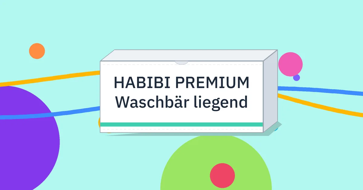 Symbolbild: Packung mit der Aufschrift HABIBI PREMIUM Waschbär liegend (PZN 18749187) – Verfügbarkeit und Bezug in Apotheken in Frankfurt am Main