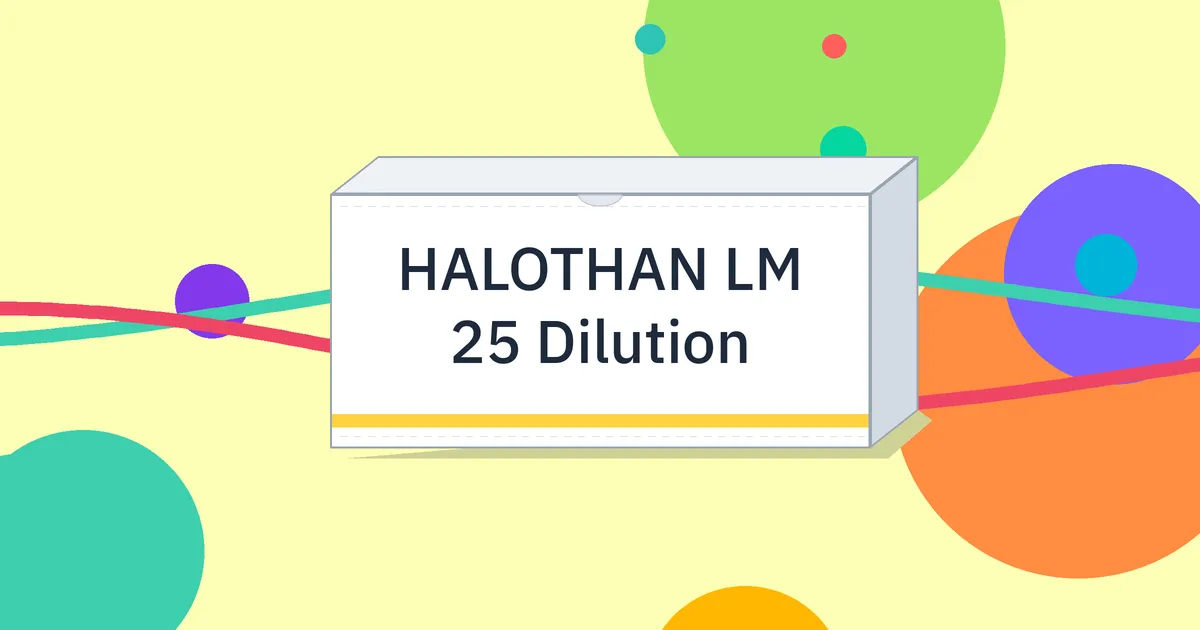 Symbolbild: Packung mit der Aufschrift HALOTHAN LM 25 Dilution (PZN 12884145) – Verfügbarkeit und Bezug in Apotheken in Frankfurt am Main