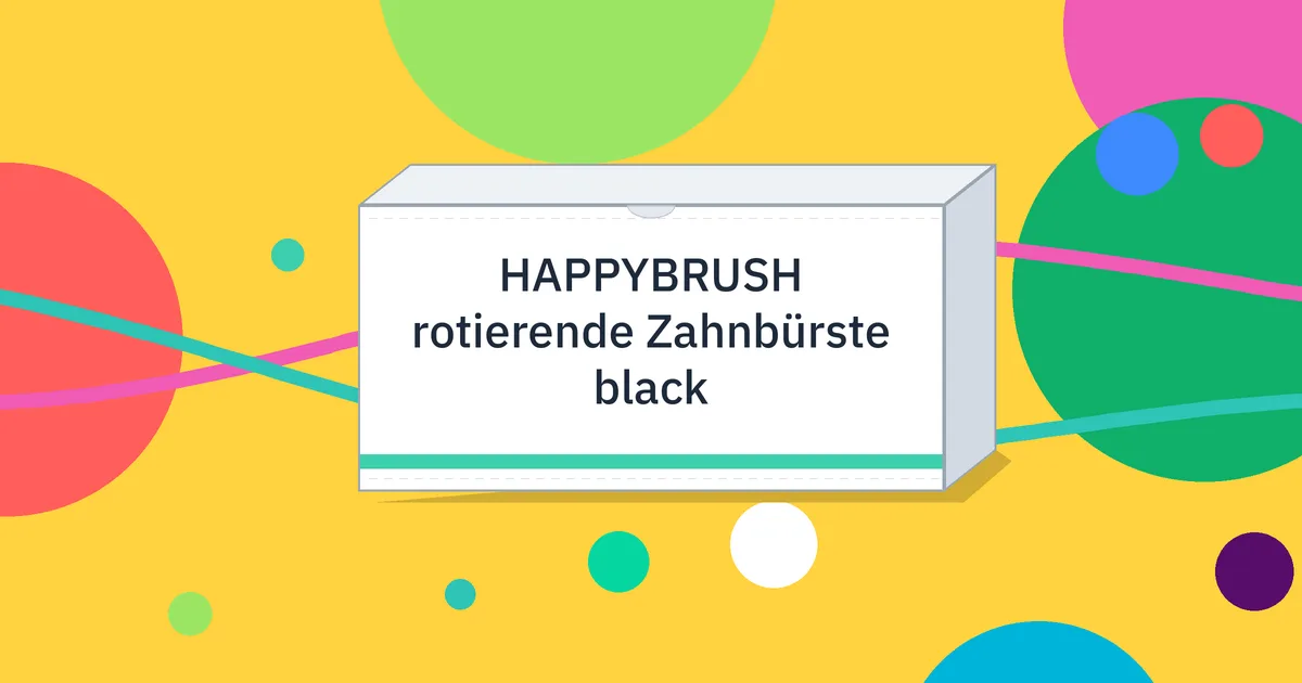 Symbolbild: Packung mit der Aufschrift HAPPYBRUSH rotierende Zahnbürste black (PZN 14215750) – Verfügbarkeit und Bezug in Apotheken in Frankfurt am Main
