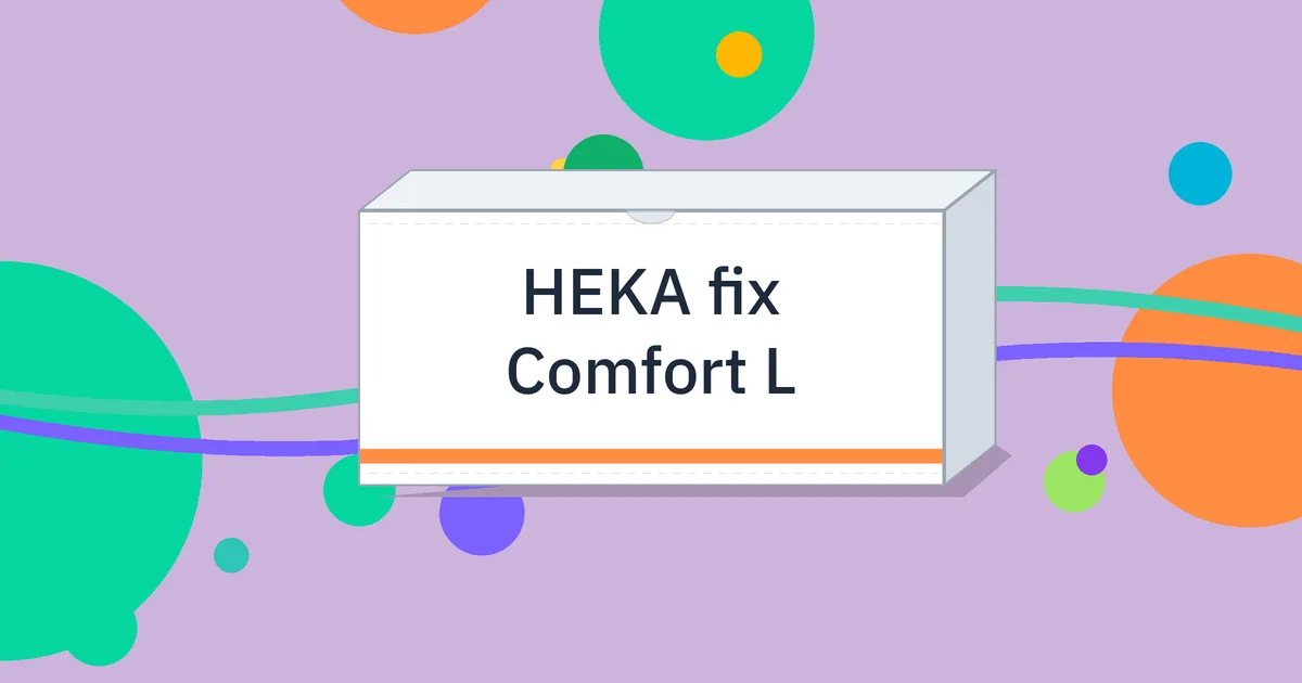 Symbolbild: Packung mit der Aufschrift HEKA fix Comfort L (PZN 11018569) – Verfügbarkeit und Bezug in Apotheken in Frankfurt am Main