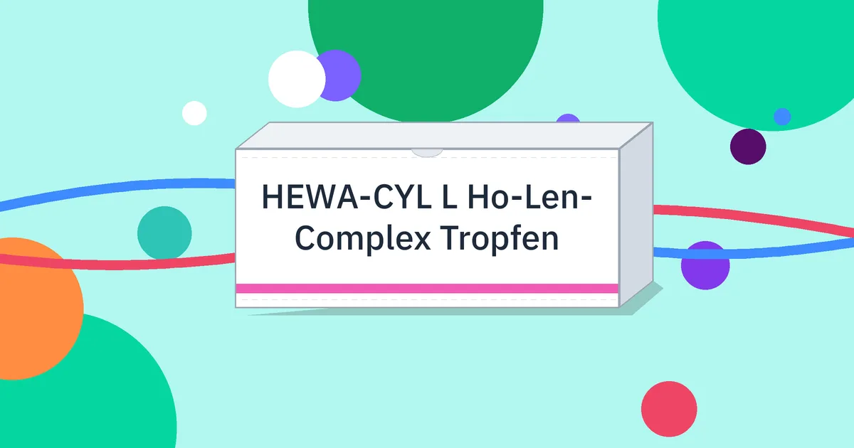 Symbolbild: Packung mit der Aufschrift HEWA-CYL L Ho-Len-Complex Tropfen (PZN 03395938) – Verfügbarkeit und Bezug in Apotheken in Frankfurt am Main