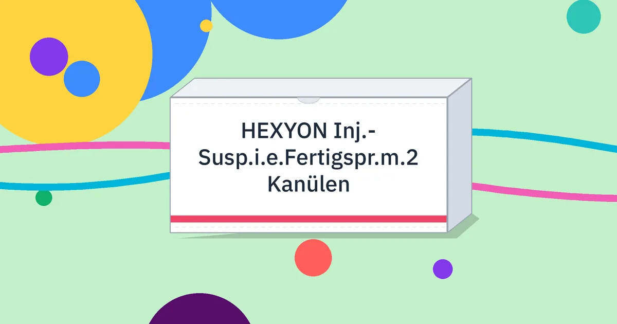 Symbolbild: Packung mit der Aufschrift HEXYON Inj.-Susp.i.e.Fertigspr.m.2 Kanülen (PZN 19077152) – Verfügbarkeit und Bezug in Apotheken in Frankfurt am Main