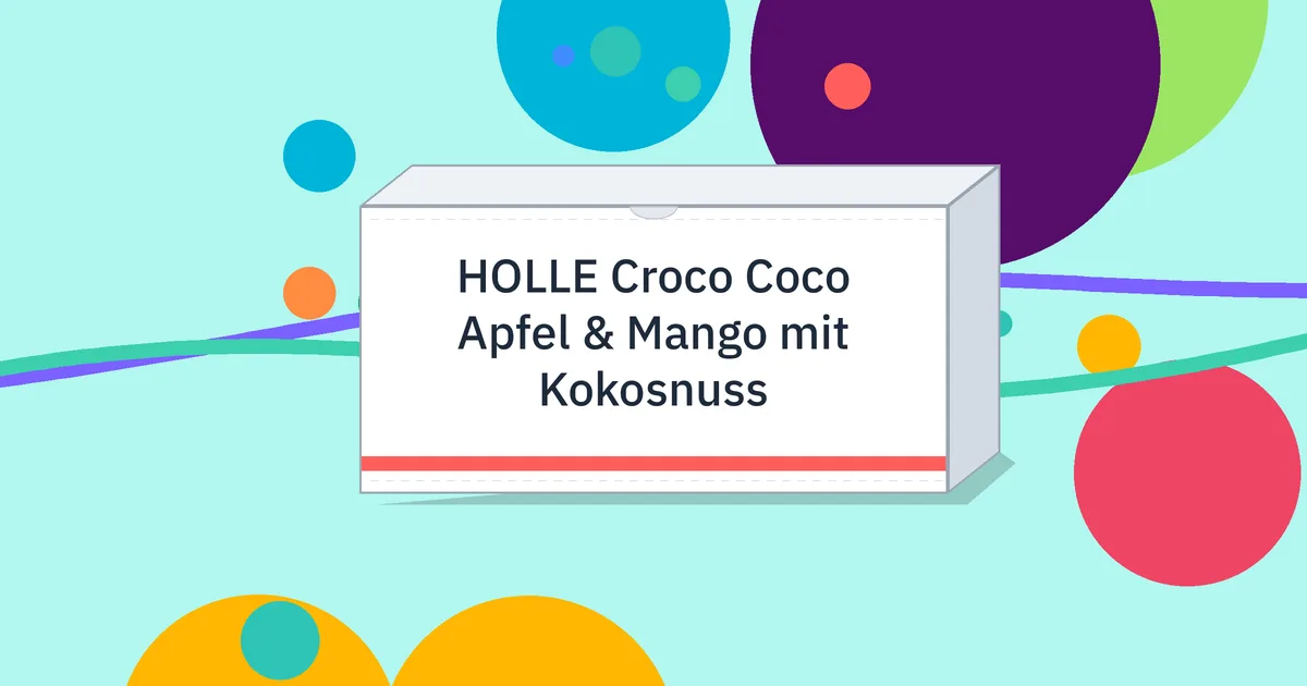 Symbolbild: Packung mit der Aufschrift HOLLE Croco Coco Apfel & Mango mit Kokosnuss (PZN 14419636) – Verfügbarkeit und Bezug in Apotheken in Frankfurt am Main