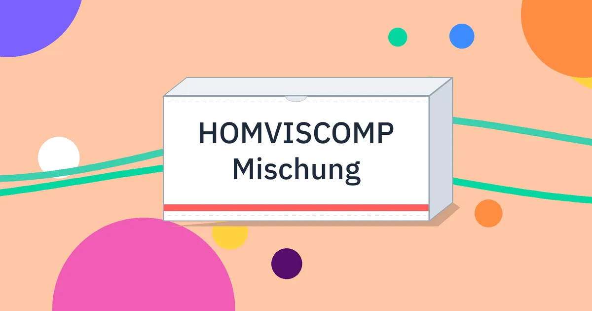 Symbolbild: Packung mit der Aufschrift HOMVISCOMP Mischung (PZN 16605544) – Verfügbarkeit und Bezug in Apotheken in Frankfurt am Main