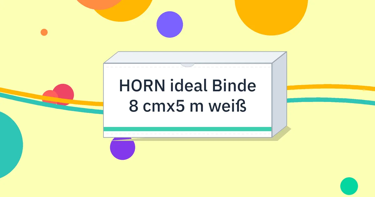 Symbolbild: Packung mit der Aufschrift HORN ideal Binde 8 cmx5 m weiß (PZN 04313256) – Verfügbarkeit und Bezug in Apotheken in Frankfurt am Main
