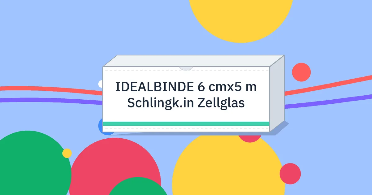 Symbolbild: Packung mit der Aufschrift IDEALBINDE 6 cmx5 m Schlingk.in Zellglas (PZN 03158374) – Verfügbarkeit und Bezug in Apotheken in Frankfurt am Main