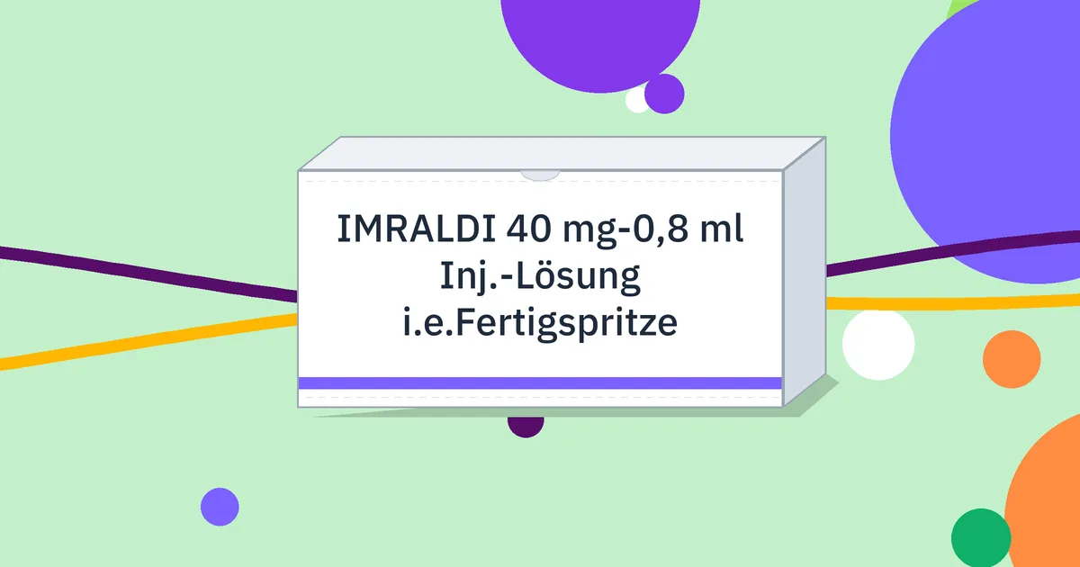 Symbolbild: Packung mit der Aufschrift IMRALDI 40 mg-0,8 ml Inj.-Lösung i.e.Fertigspritze (PZN 16623677) – Verfügbarkeit und Bezug in Apotheken in Frankfurt am Main