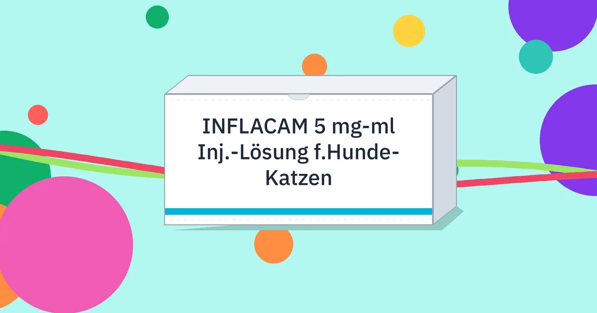 Symbolbild: Packung mit der Aufschrift INFLACAM 5 mg-ml Inj.-Lösung f.Hunde-Katzen (PZN 10170370) – Verfügbarkeit und Bezug in Apotheken in Frankfurt am Main