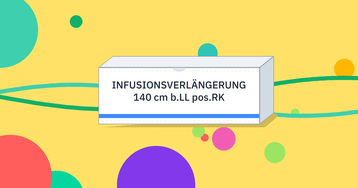 Symbolbild: Packung mit der Aufschrift INFUSIONSVERLÄNGERUNG 140 cm b.LL pos.RK (PZN 17488141) – Verfügbarkeit und Bezug in Apotheken in Frankfurt am Main