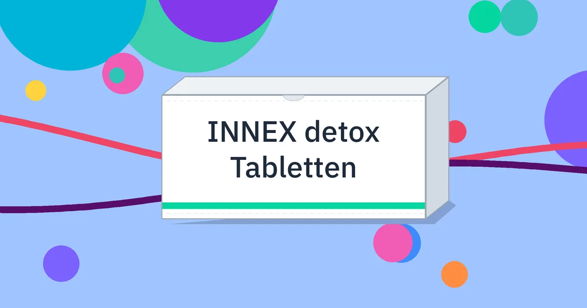 Symbolbild: Packung mit der Aufschrift INNEX detox Tabletten (PZN 13923189) – Verfügbarkeit und Bezug in Apotheken in Frankfurt am Main