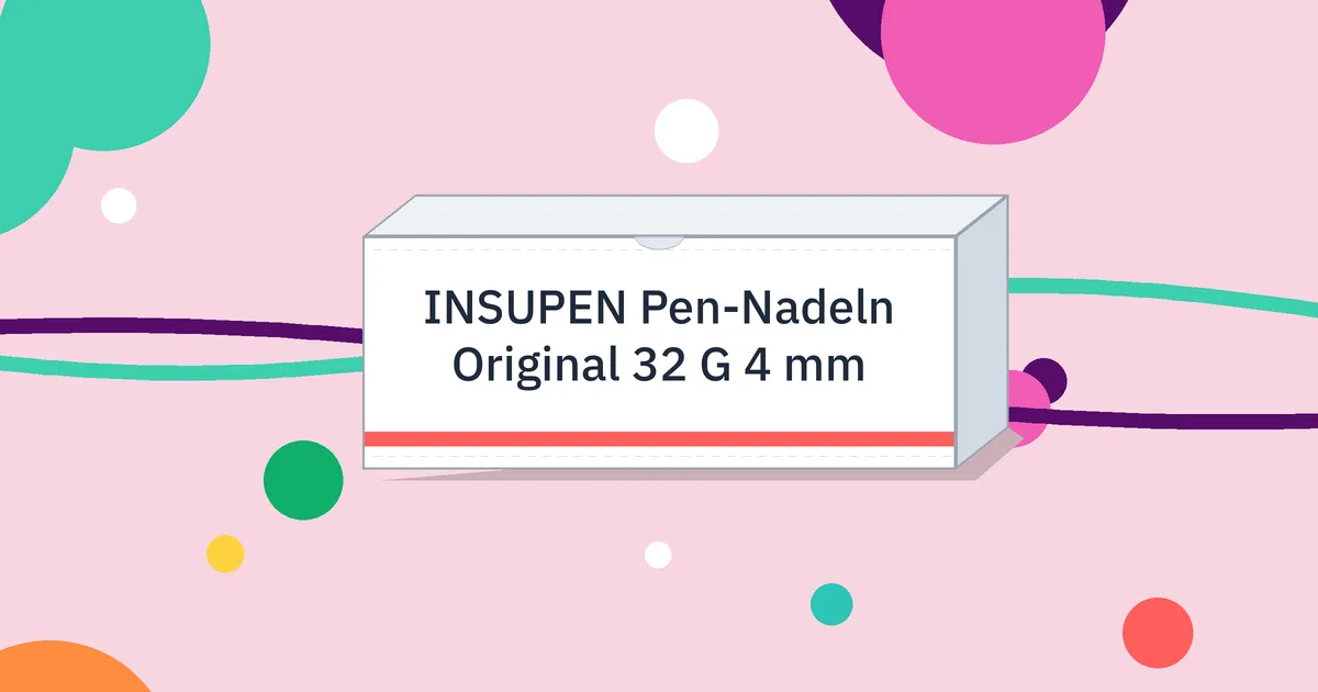 Symbolbild: Packung mit der Aufschrift INSUPEN Pen-Nadeln Original 32 G 4 mm (PZN 19055736) – Verfügbarkeit und Bezug in Apotheken in Frankfurt am Main
