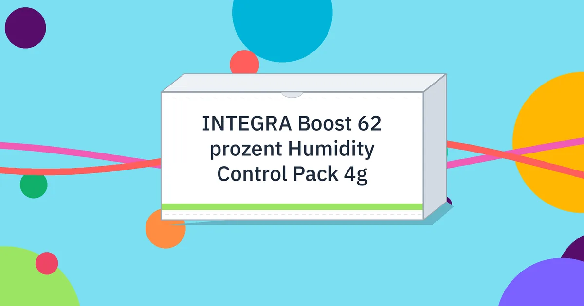 Symbolbild: Packung mit der Aufschrift INTEGRA Boost 62 prozent Humidity Control Pack 4g (PZN 20110966) – Verfügbarkeit und Bezug in Apotheken in Frankfurt am Main