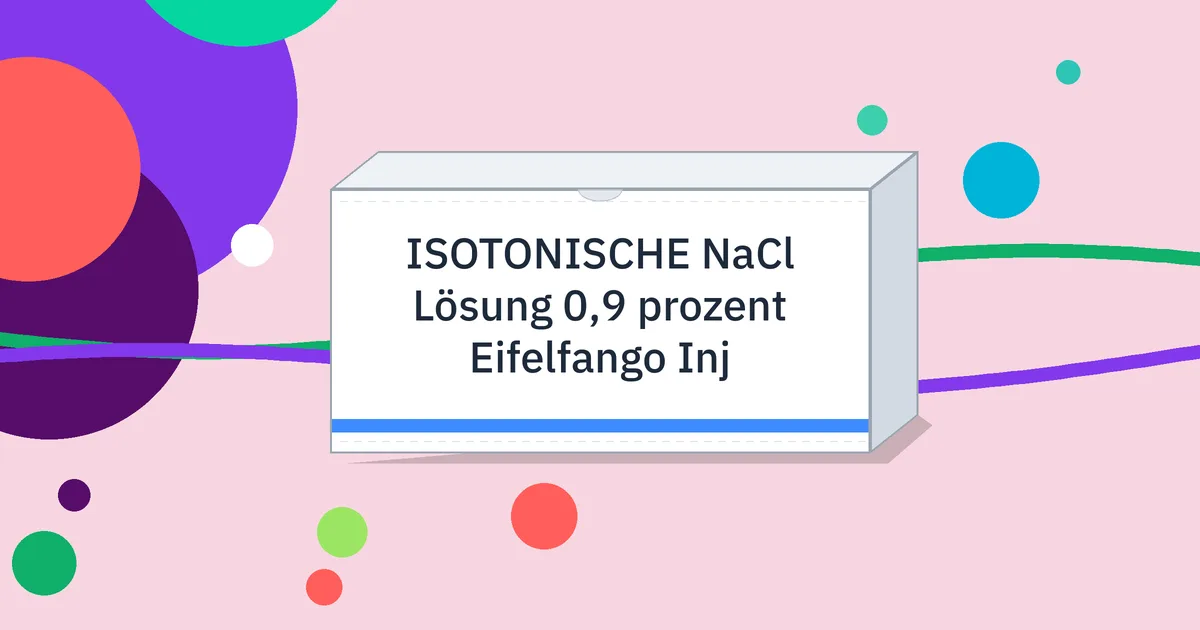 Symbolbild: Packung mit der Aufschrift ISOTONISCHE NaCl Lösung 0,9 prozent Eifelfango Inj (PZN 00874727) – Verfügbarkeit und Bezug in Apotheken in Frankfurt am Main