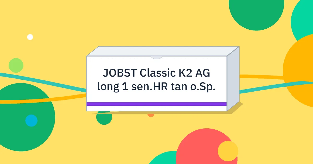 Symbolbild: Packung mit der Aufschrift JOBST Classic K2 AG long 1 sen.HR tan o.Sp. (PZN 17958799) – Verfügbarkeit und Bezug in Apotheken in Frankfurt am Main