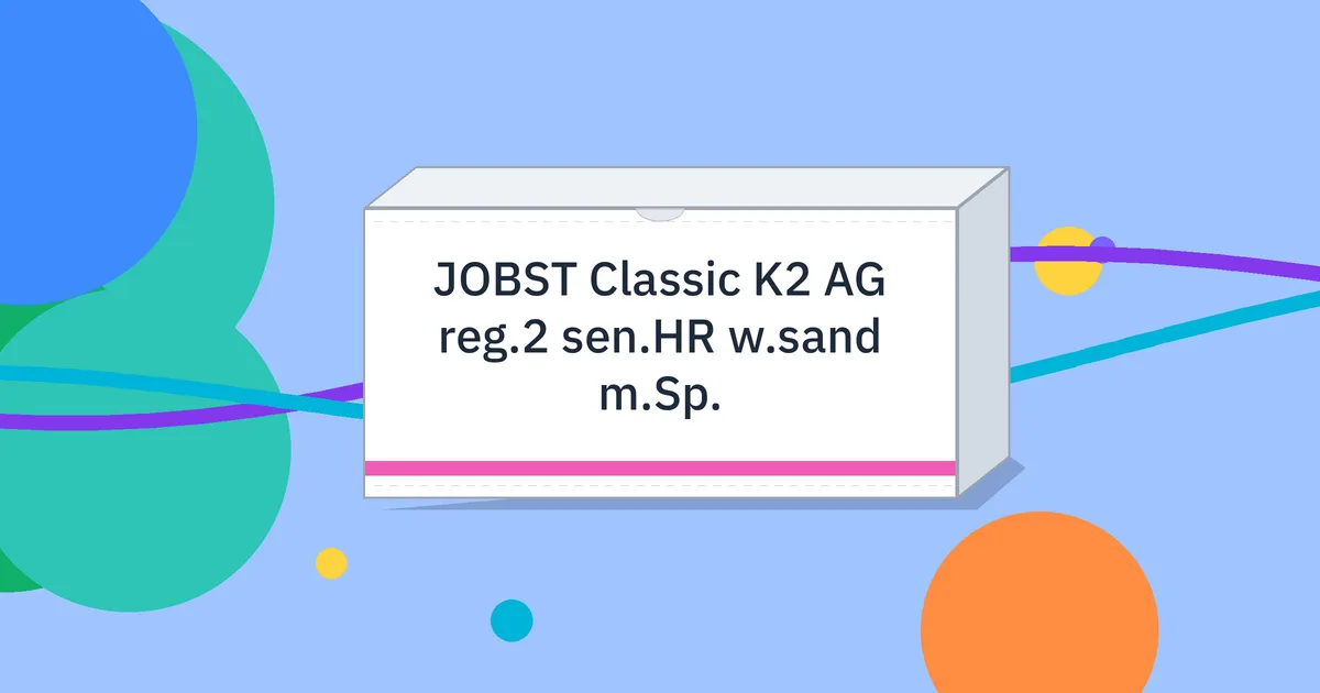 Symbolbild: Packung mit der Aufschrift JOBST Classic K2 AG reg.2 sen.HR w.sand m.Sp. (PZN 17960951) – Verfügbarkeit und Bezug in Apotheken in Frankfurt am Main