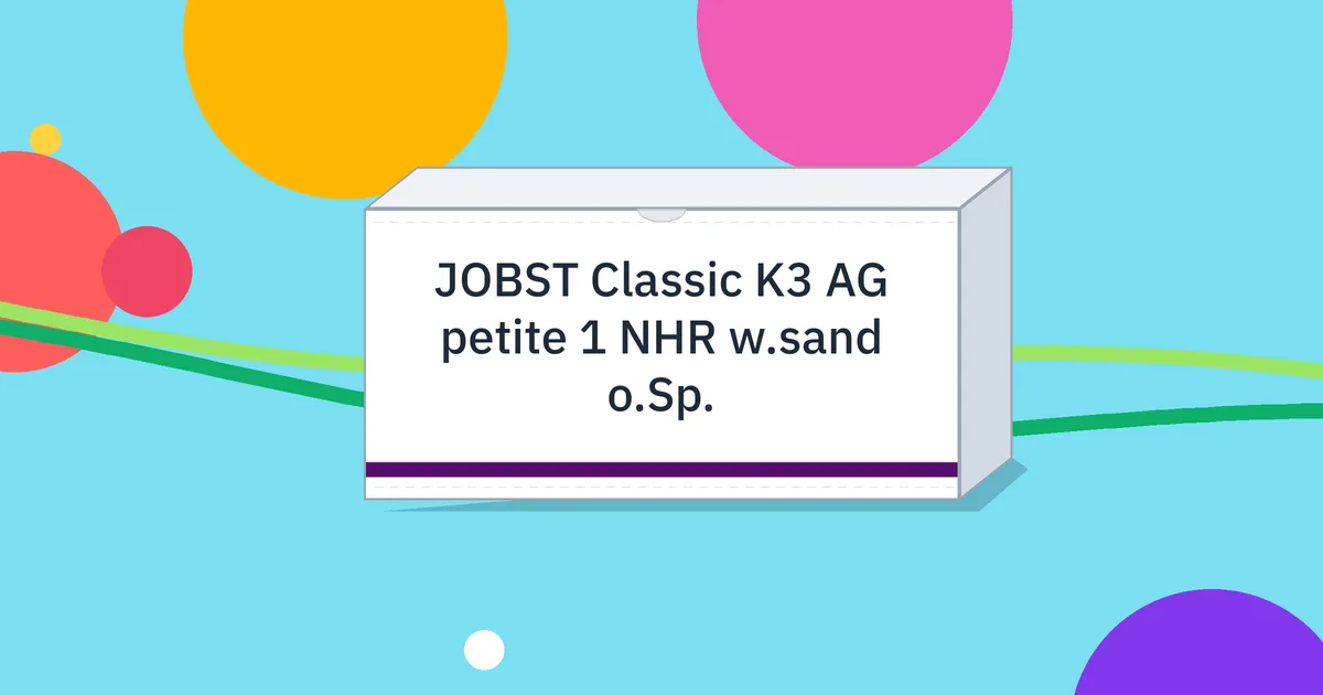 Symbolbild: Packung mit der Aufschrift JOBST Classic K3 AG petite 1 NHR w.sand o.Sp. (PZN 13073093) – Verfügbarkeit und Bezug in Apotheken in Frankfurt am Main