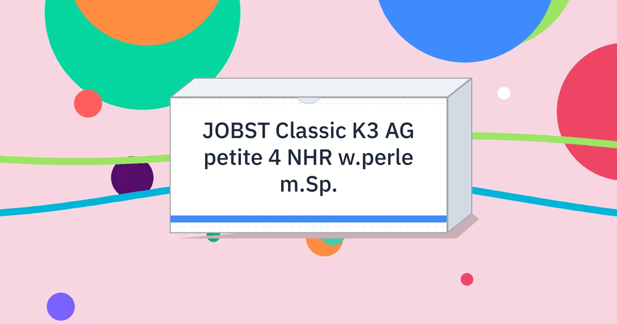 Symbolbild: Packung mit der Aufschrift JOBST Classic K3 AG petite 4 NHR w.perle m.Sp. (PZN 13072716) – Verfügbarkeit und Bezug in Apotheken in Frankfurt am Main