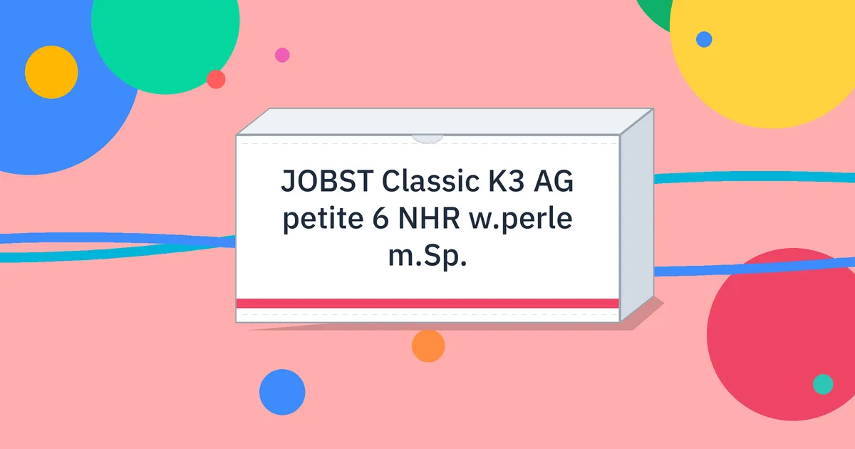 Symbolbild: Packung mit der Aufschrift JOBST Classic K3 AG petite 6 NHR w.perle m.Sp. (PZN 13072739) – Verfügbarkeit und Bezug in Apotheken in Frankfurt am Main