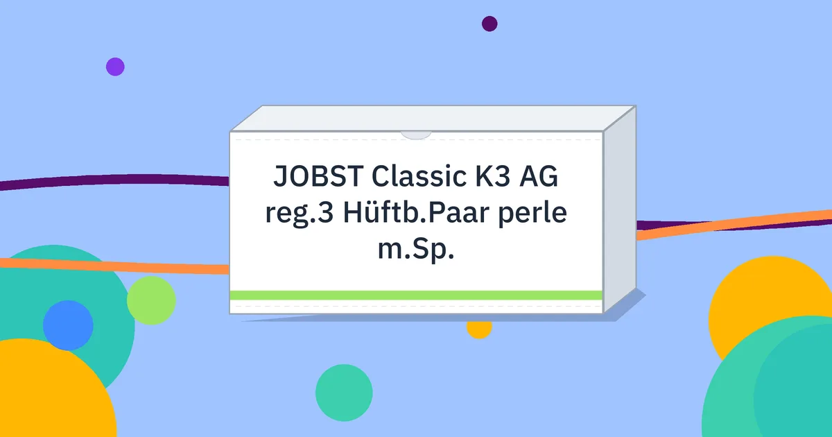 Symbolbild: Packung mit der Aufschrift JOBST Classic K3 AG reg.3 Hüftb.Paar perle m.Sp. (PZN 13075778) – Verfügbarkeit und Bezug in Apotheken in Frankfurt am Main