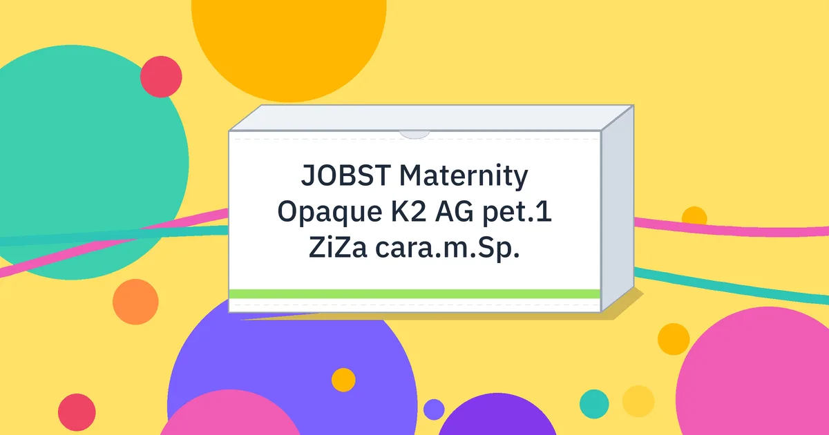 Symbolbild: Packung mit der Aufschrift JOBST Maternity Opaque K2 AG pet.1 ZiZa cara.m.Sp. (PZN 15851436) – Verfügbarkeit und Bezug in Apotheken in Frankfurt am Main