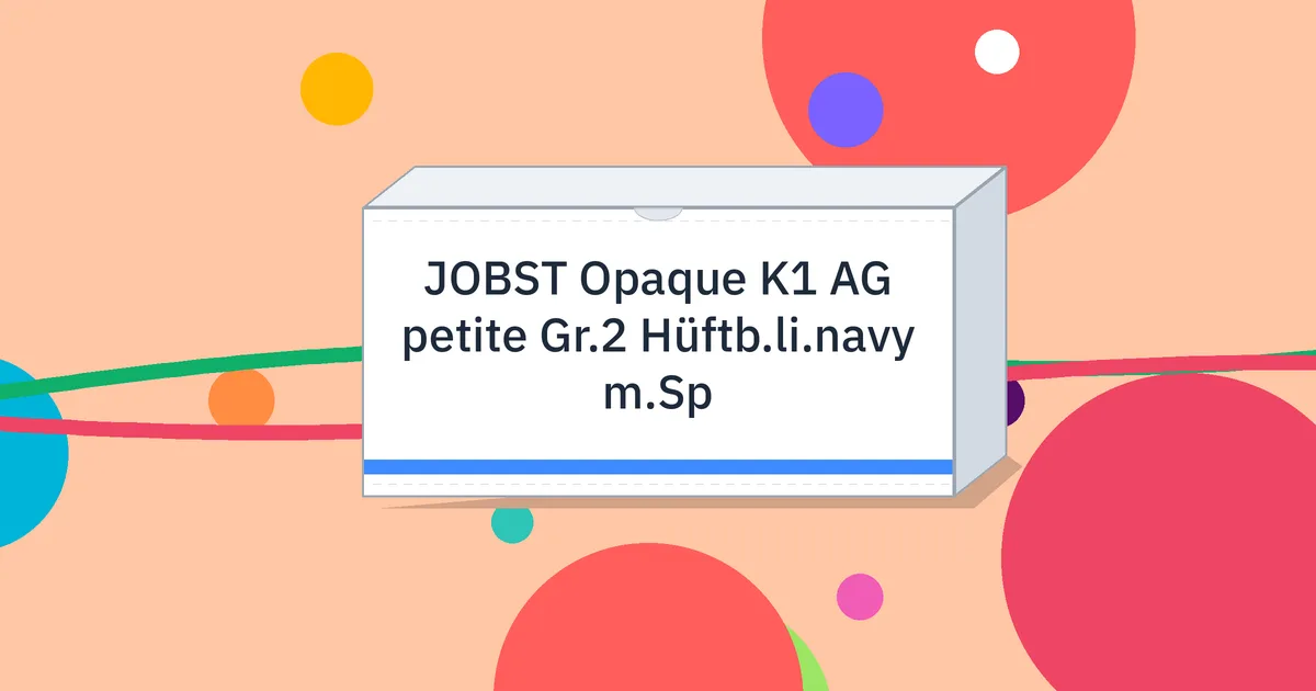 Symbolbild: Packung mit der Aufschrift JOBST Opaque K1 AG petite Gr.2 Hüftb.li.navy m.Sp (PZN 13097573) – Verfügbarkeit und Bezug in Apotheken in Frankfurt am Main