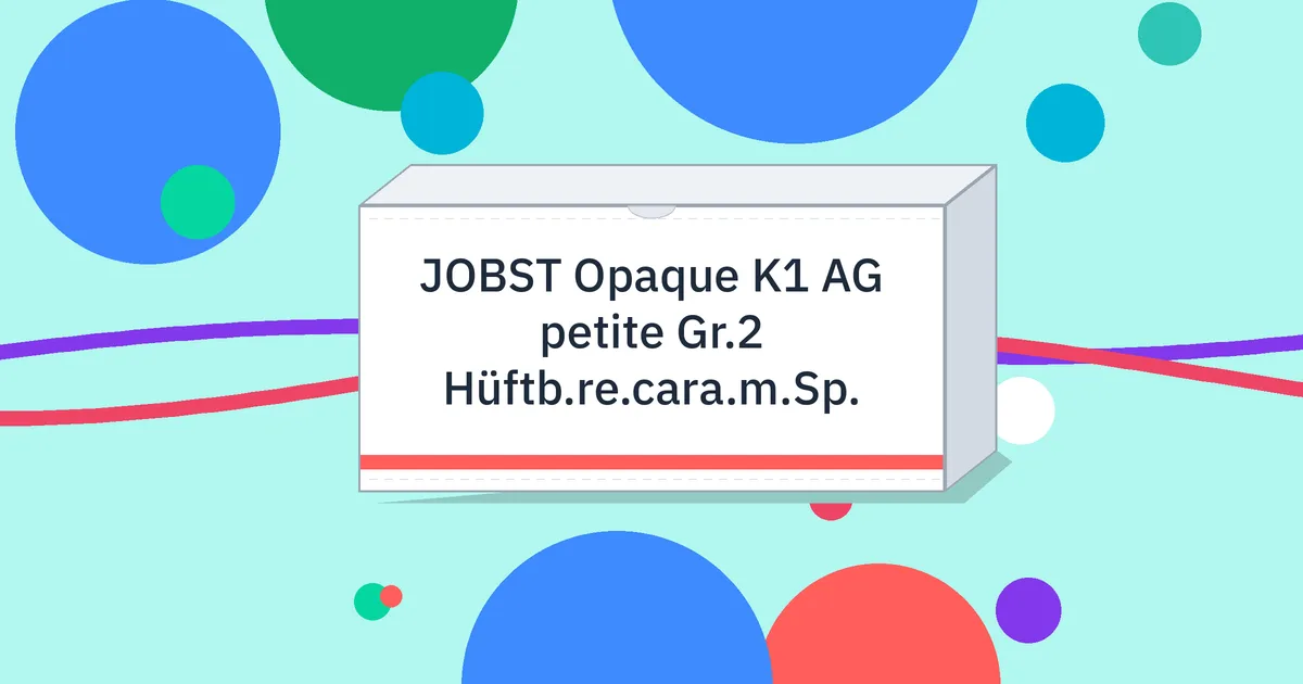 Symbolbild: Packung mit der Aufschrift JOBST Opaque K1 AG petite Gr.2 Hüftb.re.cara.m.Sp. (PZN 13099000) – Verfügbarkeit und Bezug in Apotheken in Frankfurt am Main