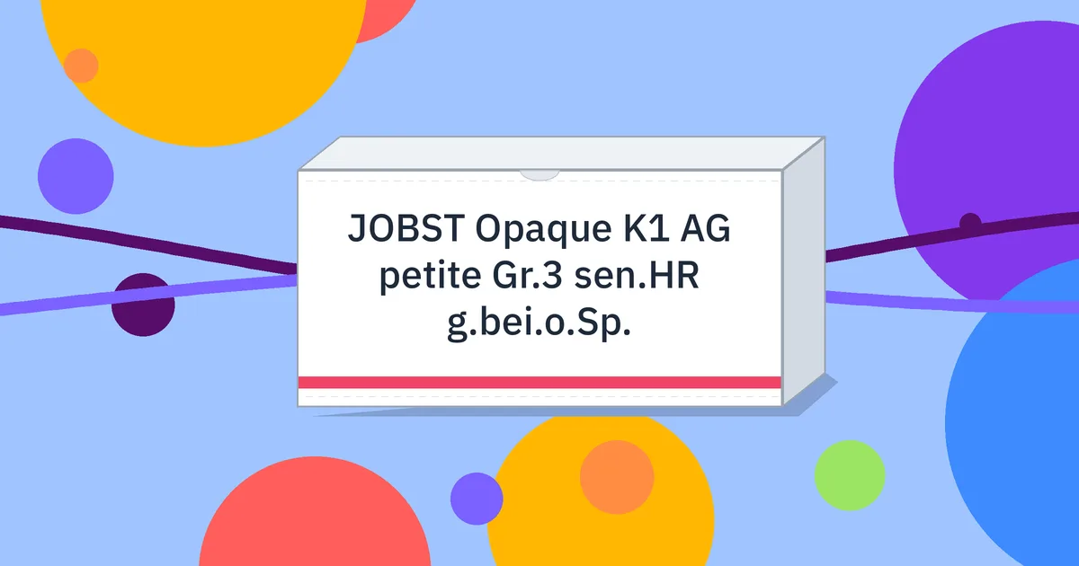 Symbolbild: Packung mit der Aufschrift JOBST Opaque K1 AG petite Gr.3 sen.HR g.bei.o.Sp. (PZN 16269253) – Verfügbarkeit und Bezug in Apotheken in Frankfurt am Main