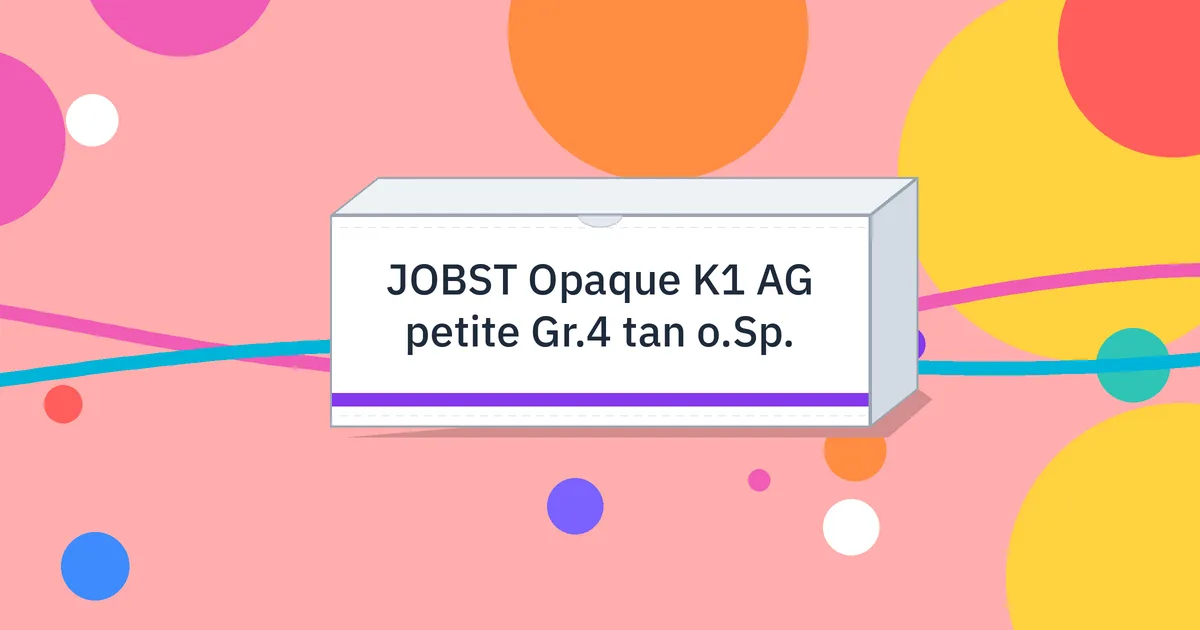 Symbolbild: Packung mit der Aufschrift JOBST Opaque K1 AG petite Gr.4 tan o.Sp. (PZN 16269744) – Verfügbarkeit und Bezug in Apotheken in Frankfurt am Main
