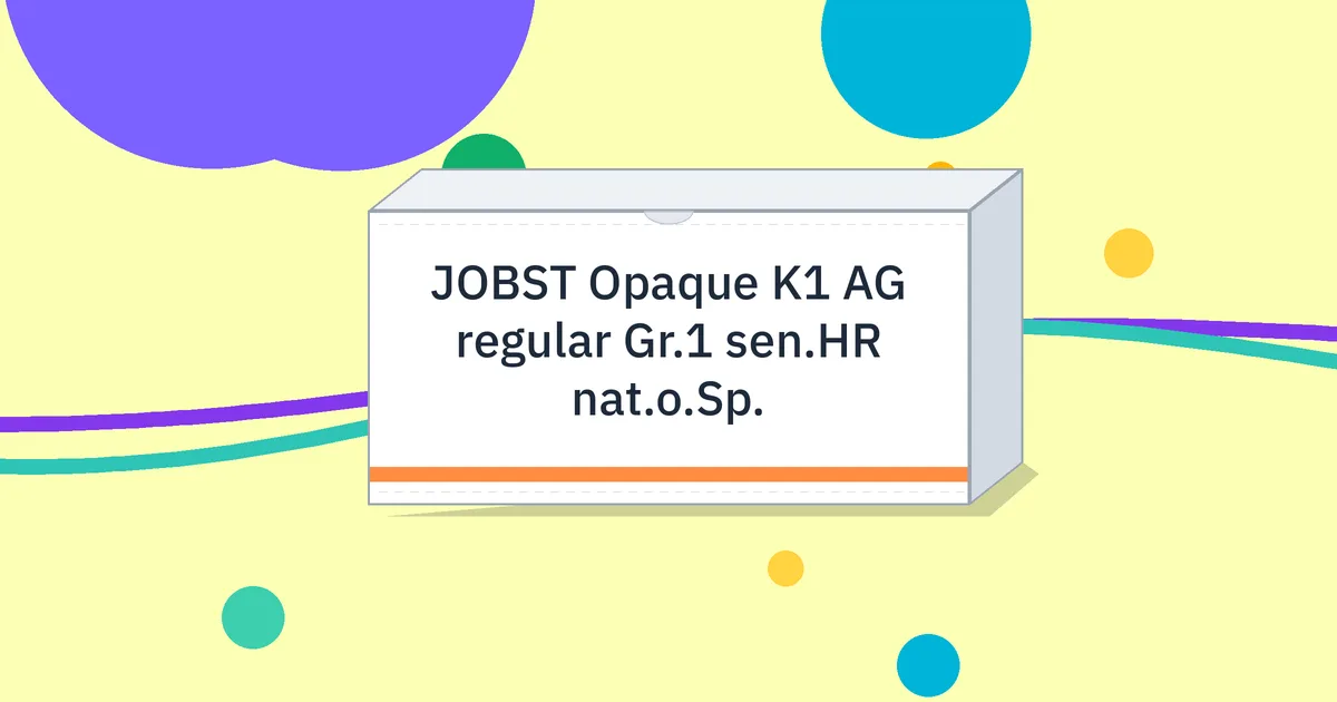 Symbolbild: Packung mit der Aufschrift JOBST Opaque K1 AG regular Gr.1 sen.HR nat.o.Sp. (PZN 13096071) – Verfügbarkeit und Bezug in Apotheken in Frankfurt am Main