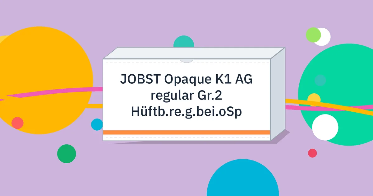 Symbolbild: Packung mit der Aufschrift JOBST Opaque K1 AG regular Gr.2 Hüftb.re.g.bei.oSp (PZN 16272077) – Verfügbarkeit und Bezug in Apotheken in Frankfurt am Main