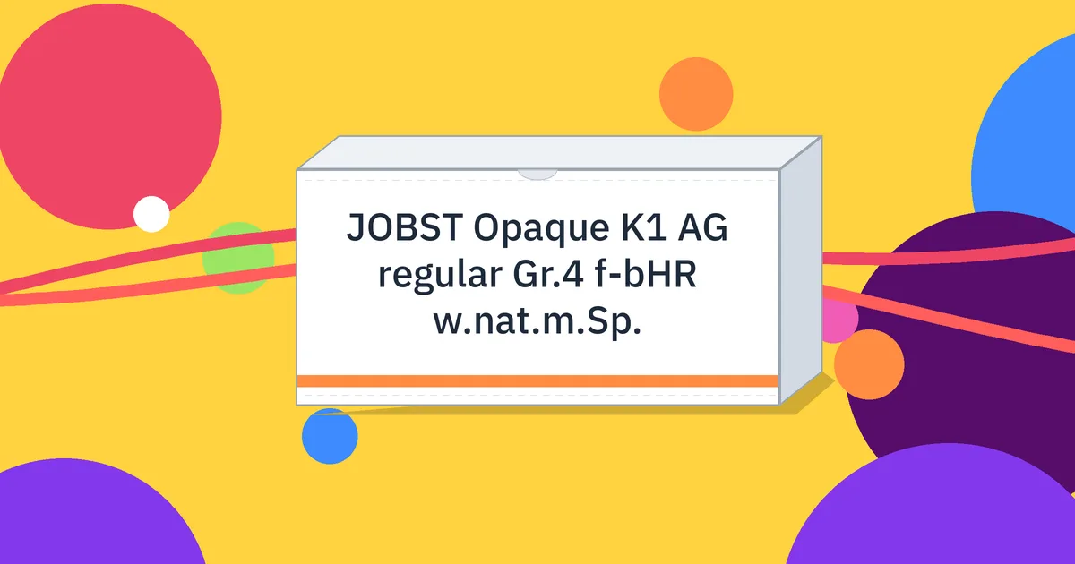 Symbolbild: Packung mit der Aufschrift JOBST Opaque K1 AG regular Gr.4 f-bHR w.nat.m.Sp. (PZN 13091085) – Verfügbarkeit und Bezug in Apotheken in Frankfurt am Main