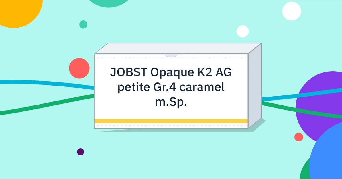 Symbolbild: Packung mit der Aufschrift JOBST Opaque K2 AG petite Gr.4 caramel m.Sp. (PZN 13111853) – Verfügbarkeit und Bezug in Apotheken in Frankfurt am Main