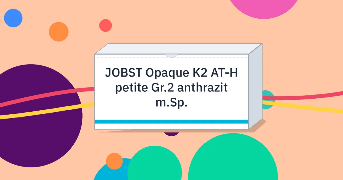 Symbolbild: Packung mit der Aufschrift JOBST Opaque K2 AT-H petite Gr.2 anthrazit m.Sp. (PZN 16292080) – Verfügbarkeit und Bezug in Apotheken in Frankfurt am Main
