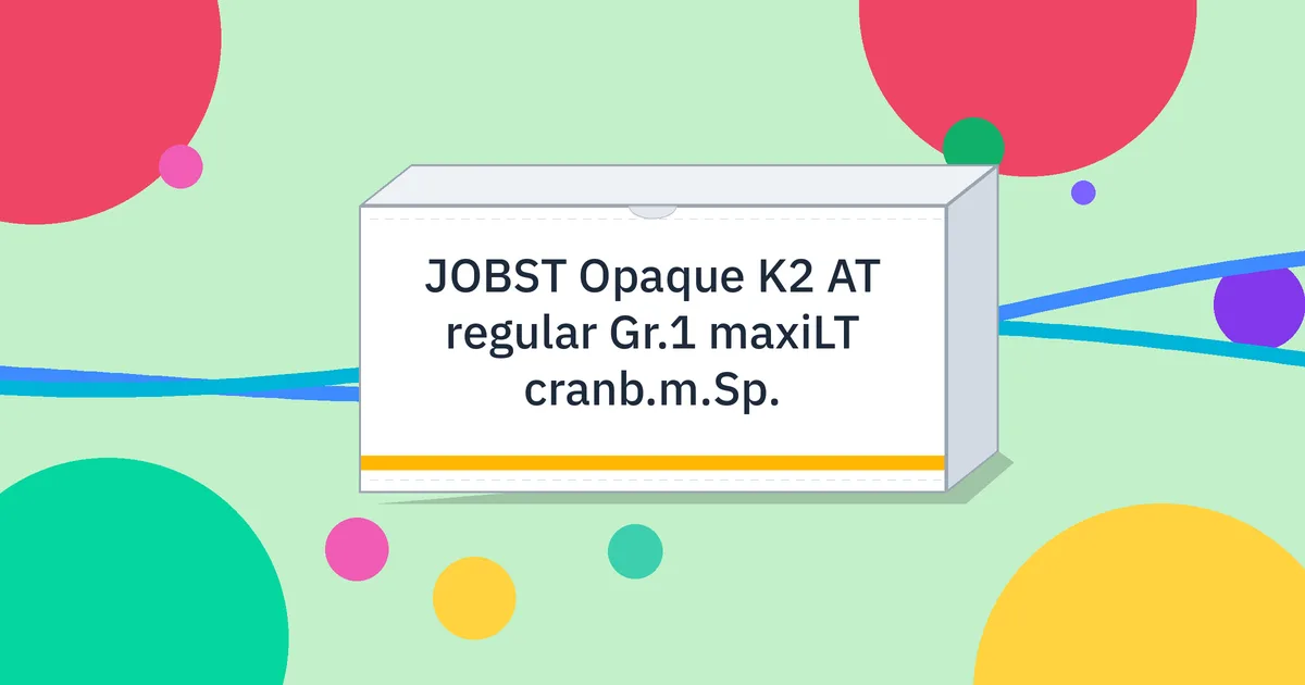 Symbolbild: Packung mit der Aufschrift JOBST Opaque K2 AT regular Gr.1 maxiLT cranb.m.Sp. (PZN 13121484) – Verfügbarkeit und Bezug in Apotheken in Frankfurt am Main