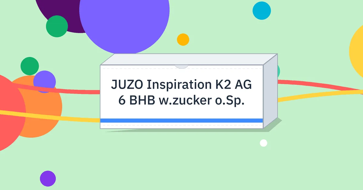 Symbolbild: Packung mit der Aufschrift JUZO Inspiration K2 AG 6 BHB w.zucker o.Sp. (PZN 14849093) – Verfügbarkeit und Bezug in Apotheken in Frankfurt am Main